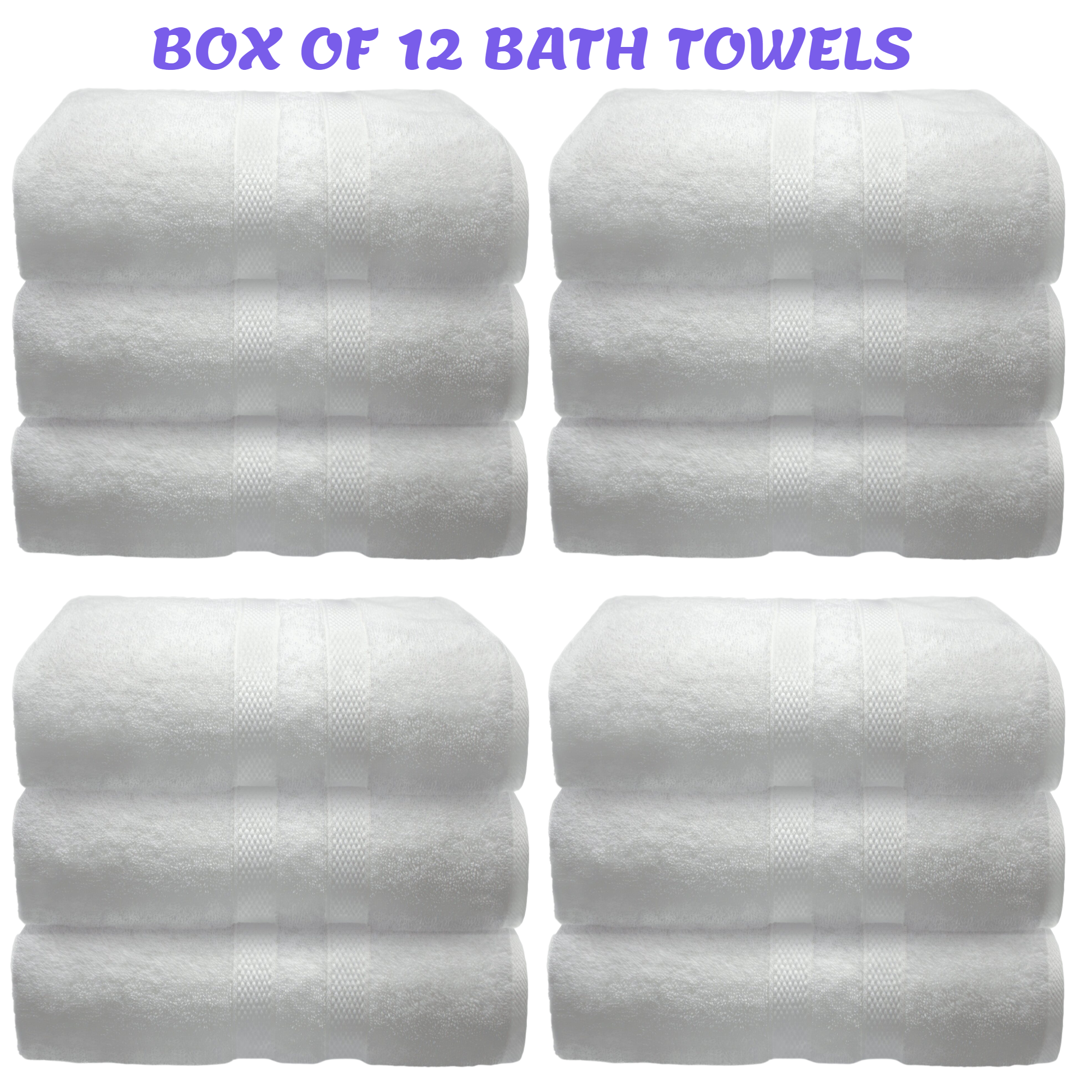 Wholesale Turkwell Bath Towels 100% Combed Cotton, 27x54 in, White, BO ...